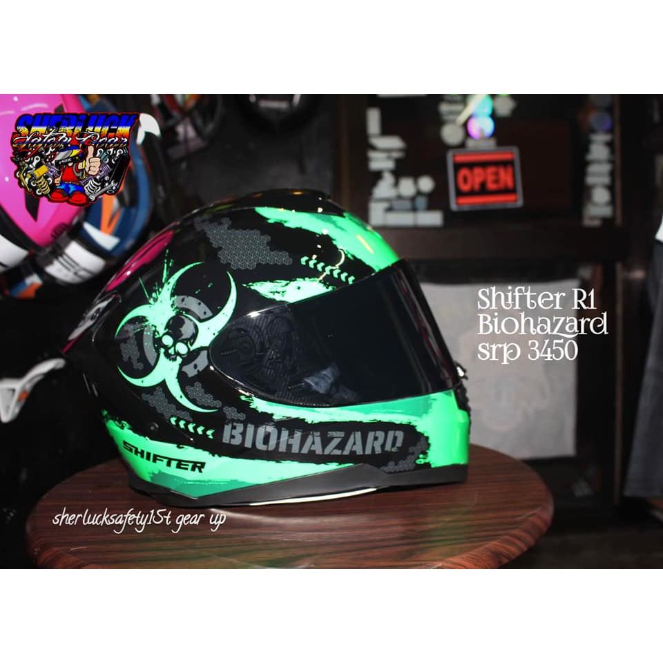 SHIFTER R1 BIOHAZARD FULL FACE- DUAL VISOR (FREE LENS) | Shopee Malaysia