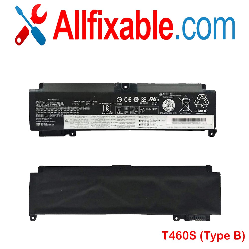 Lenovo Thinkpad T460S T470S 00HW022 SB10F46460 3 Cells 11.25V Series ...