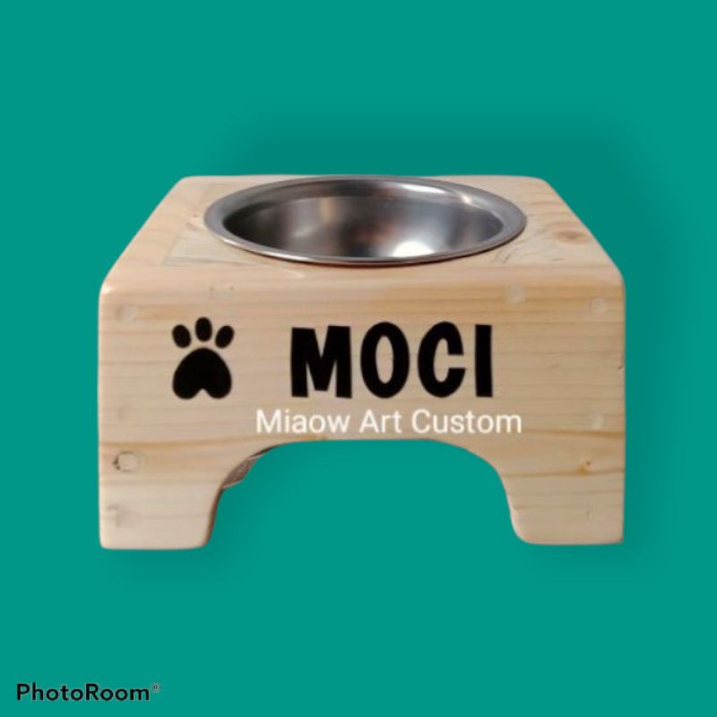 KAYU Diameter 14.5cm Unique Cat And Dog Feeder Wooden Slanted Wood ...