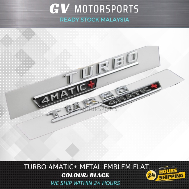 READY STOCK 2 Pieces TURBO 4MATIC 4MATIC+ ABS Flat Letter Logo Car Auto ...