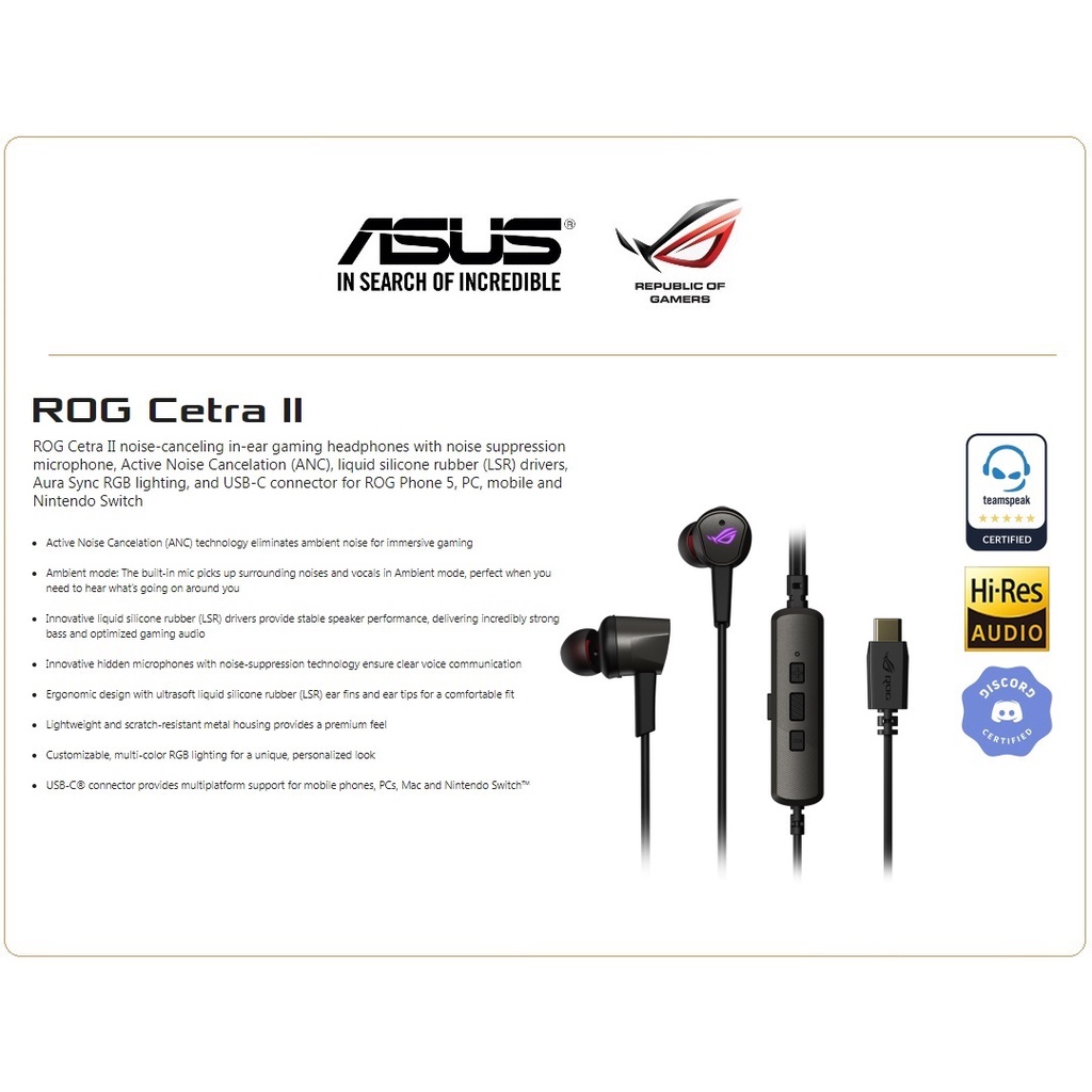 ASUS ROG Cetra II (Type-C) (100% Original Asus ROG Malaysia) | Shopee ...