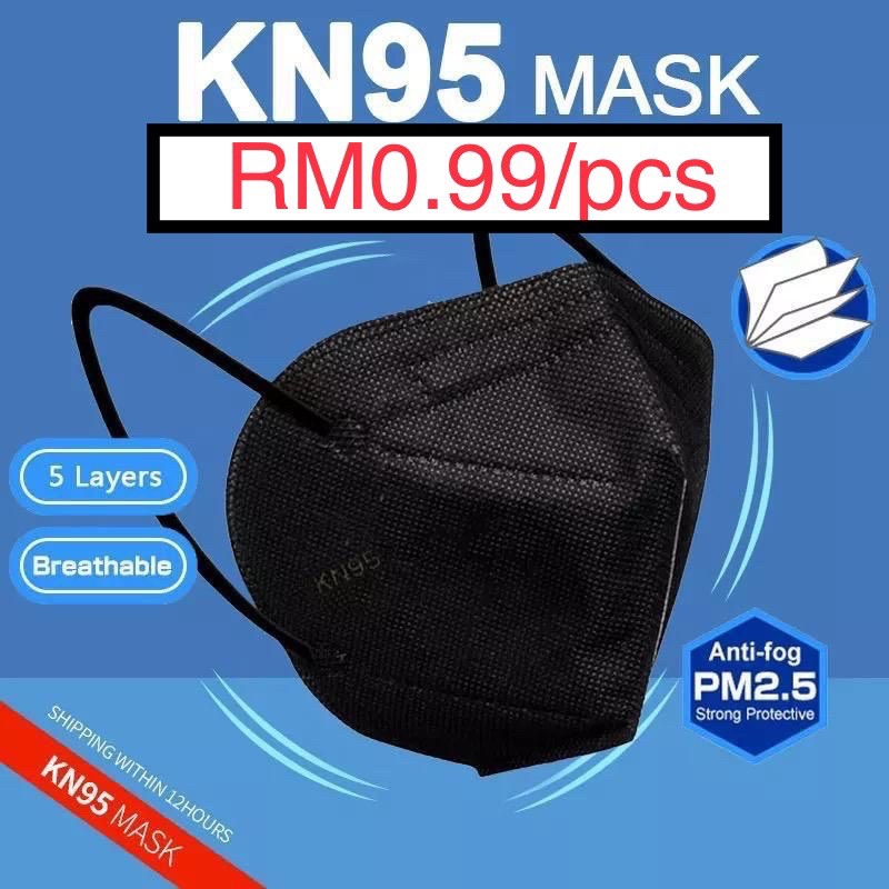 Lowest price🔥1PCS KN95 5LAYER Black MASK black mask Mask Hitam KN94 ...