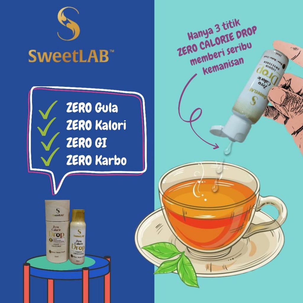 Sweetlab Zero Calorie Drop Liquid Sweetener (25ml) Pengganti Gula Cair ...