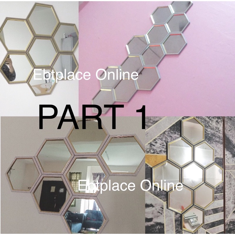 Part 1-Mirror Wall Deco Hexagon Cermin Hiasan Dinding Viral | Shopee ...