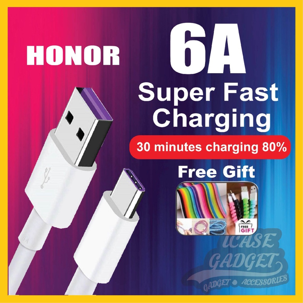 Honor Type C Cable USB 6A SuperCharger Fast Charger 66W Fast Charging ...
