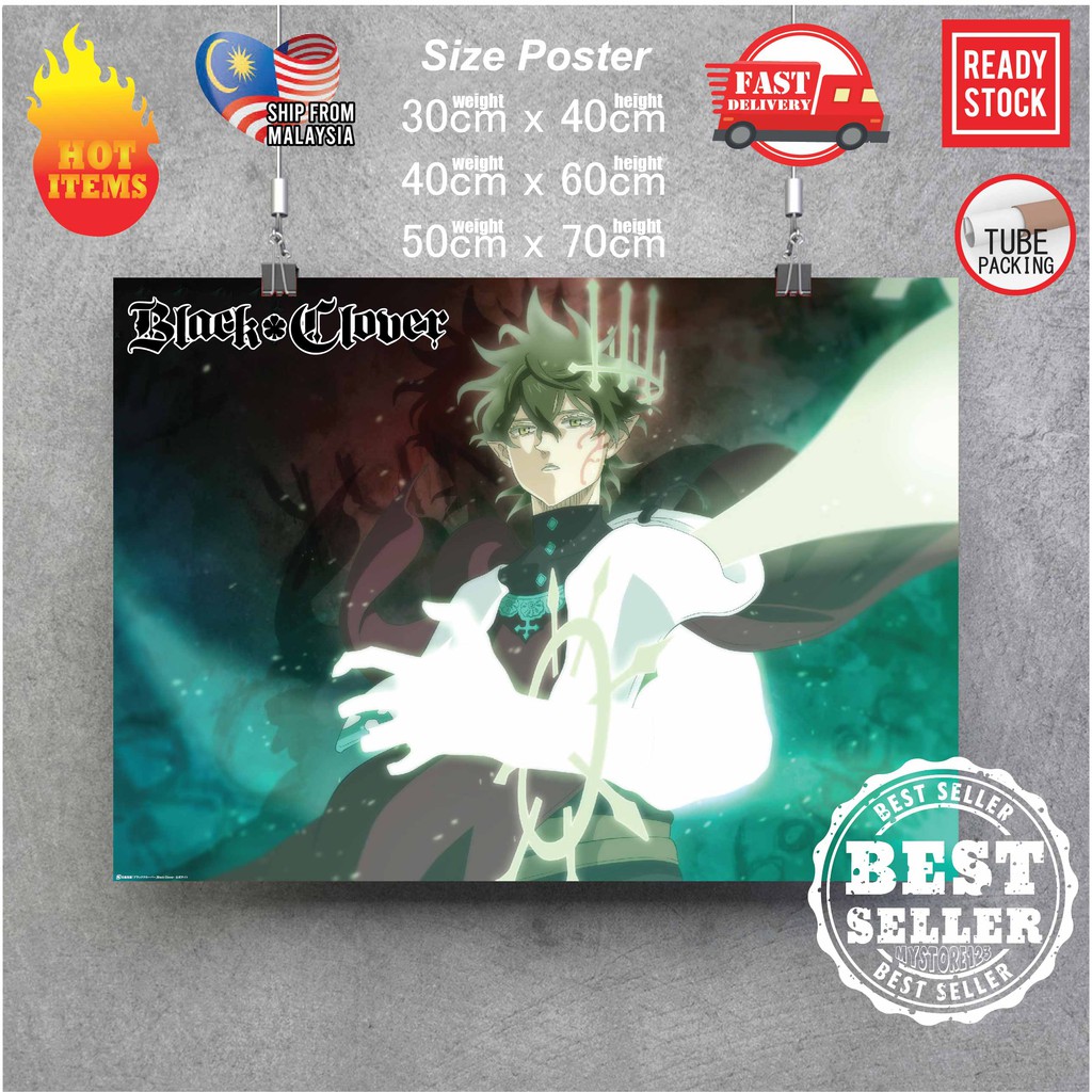 （READY STOCK) Black Clover Poster Anime | asta | sally| Black Bulls ...