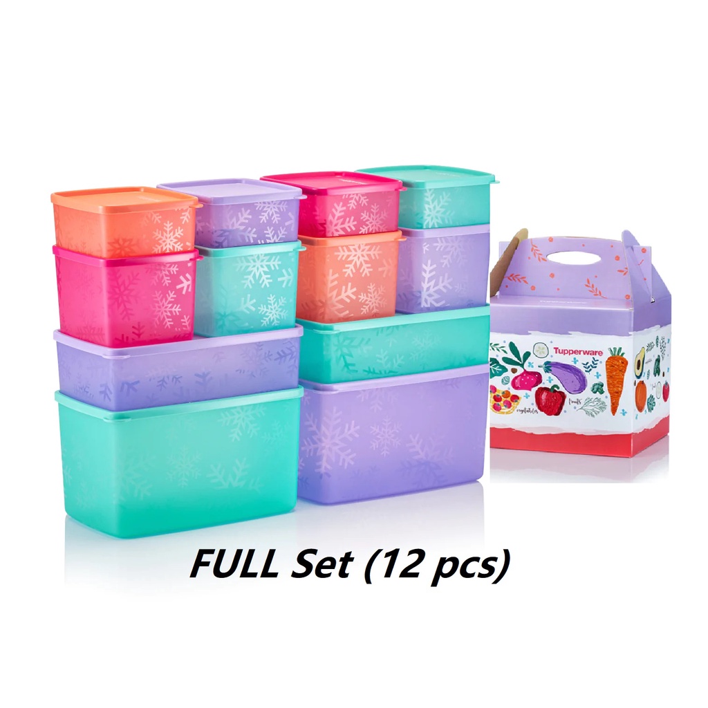 Tupperware (Full: 12pcs + BOX) Snowflake Square Round | Shopee Malaysia
