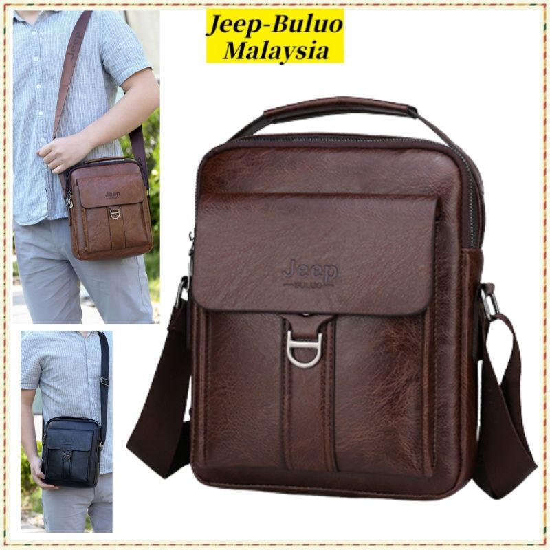 JEE BULUO Men Shoulder Sling Bag Man Messenger Cross Body Bag Leather ...