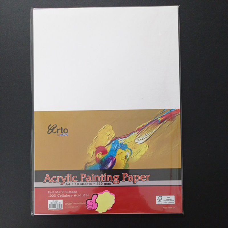 A4 ACRYLIC PAINTING PAPER 360GSM 10'S/KERTAS LUKISAN WARNA AKRILIK ...