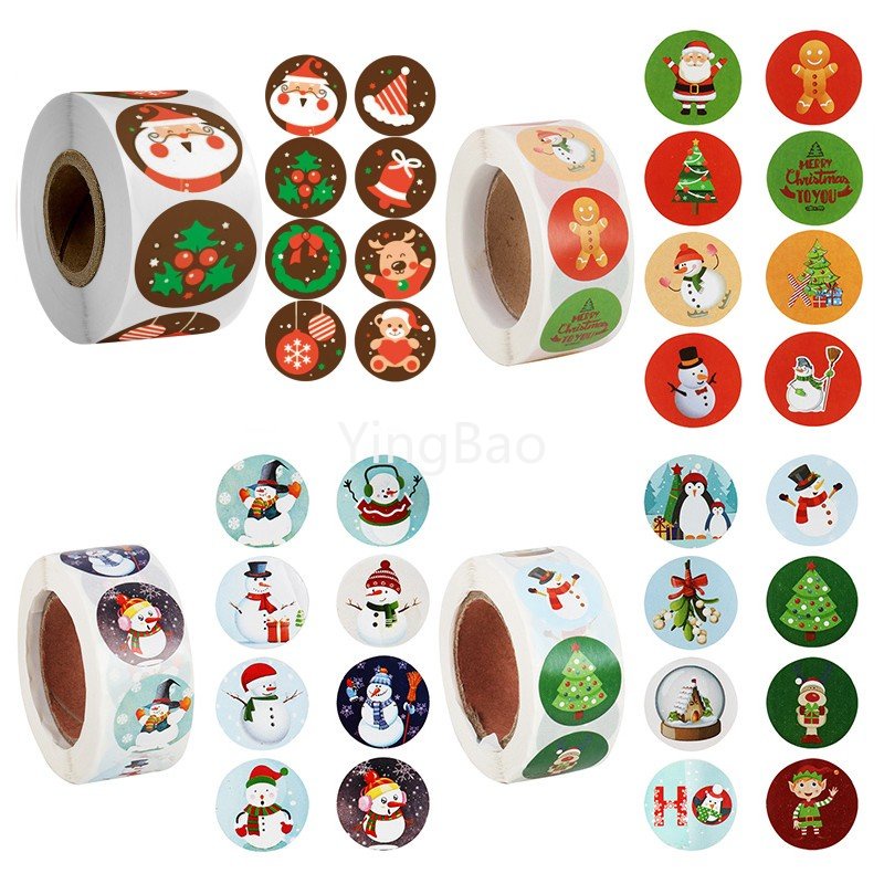 500pcs 2.5cm Christmas Cartoon Sticker Christmas New Year Gift Packing ...