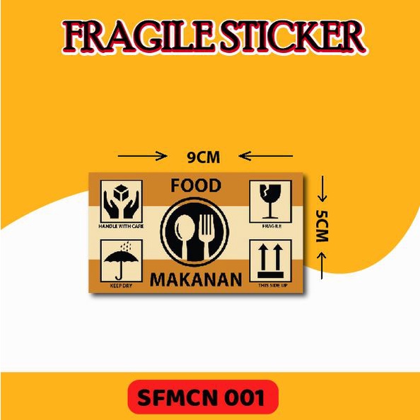 STICKER FRAGILE MAKANAN MELINTANG 🔥BUY 10 FREE 1🔥 STICKER FRAGILE FOOD ...