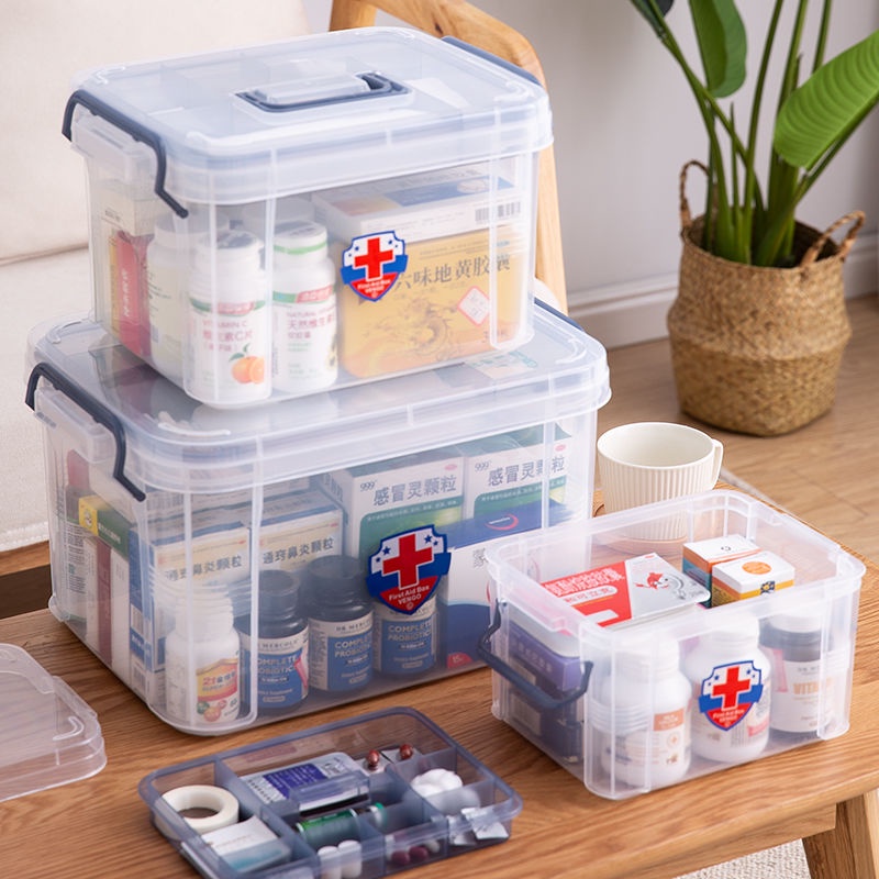 Ready Stock Family Medical Organizer Box Small Household Medicine Box ...