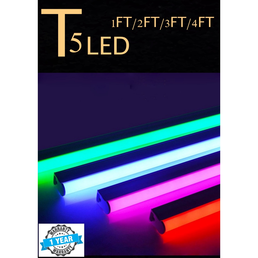 T5 LED TUBE LIGHT COLOUR (Daylight / Warm White / Blue / Red ) / 4FT ...