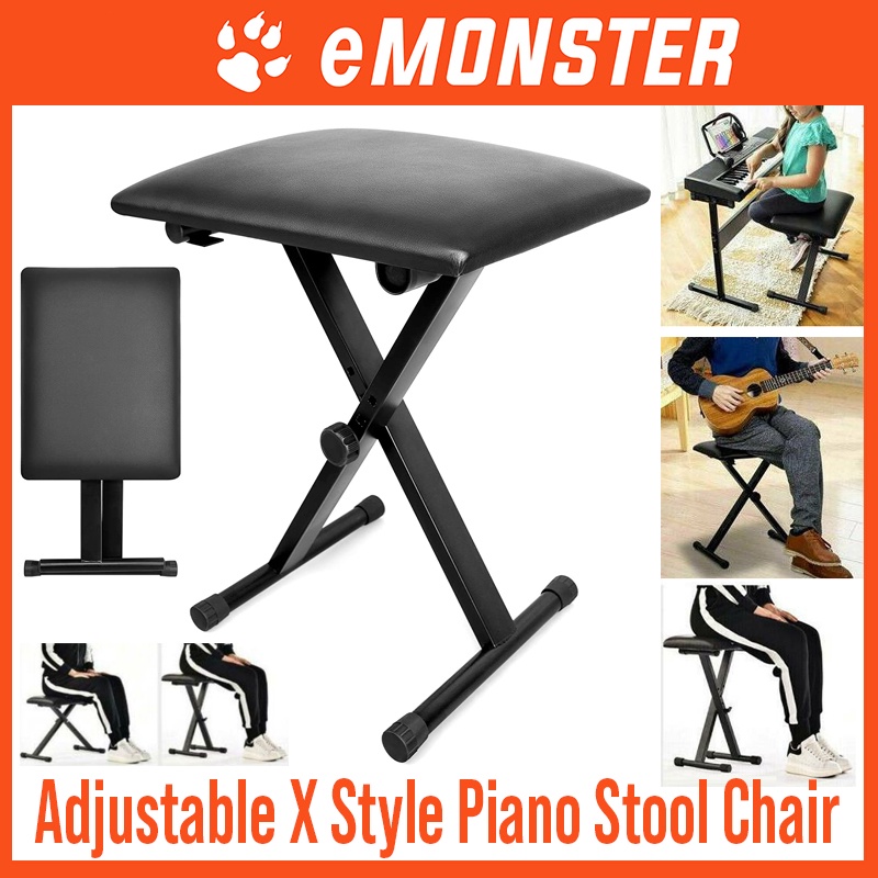 Ship from KL🚚 Adjustable X Style Cushion Padded Piano Chair Keyboard ...