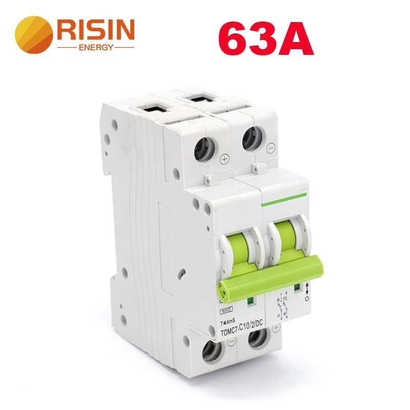 Risin 1P 2P 4P Solar DC Miniature Circuit Breaker Din Rail 500V 1000V DC MCB C Curve 10A to 63A ...