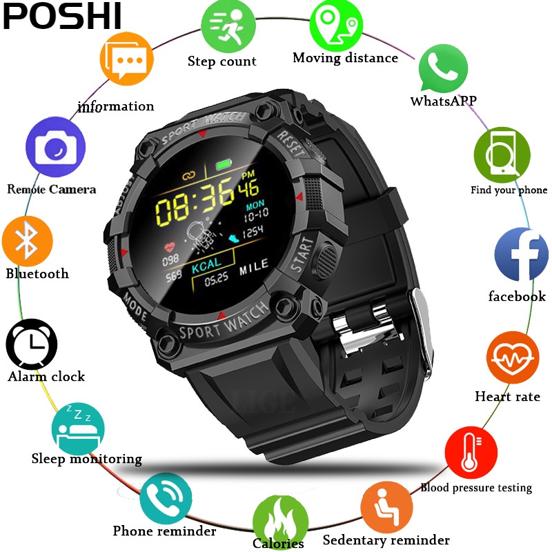 POSHI New Men Sports Watches Smart Digital Watch Women Color Screen ...