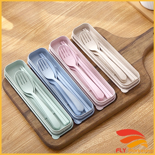 Full Set Portable Plastic Baby Feeding Sets cutlery set with spoon fork ...