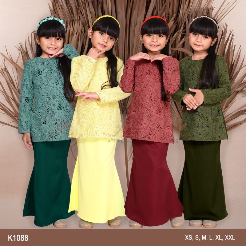 Baju Kurung Budak Lace Jasmine Plain Colour Raya Kanak-Kanak Perempuan ...