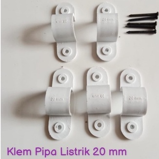 PUTIH 20mm Conduit PIPE Clamps / Electric pipe clamps / ECER WHITE PVC ...