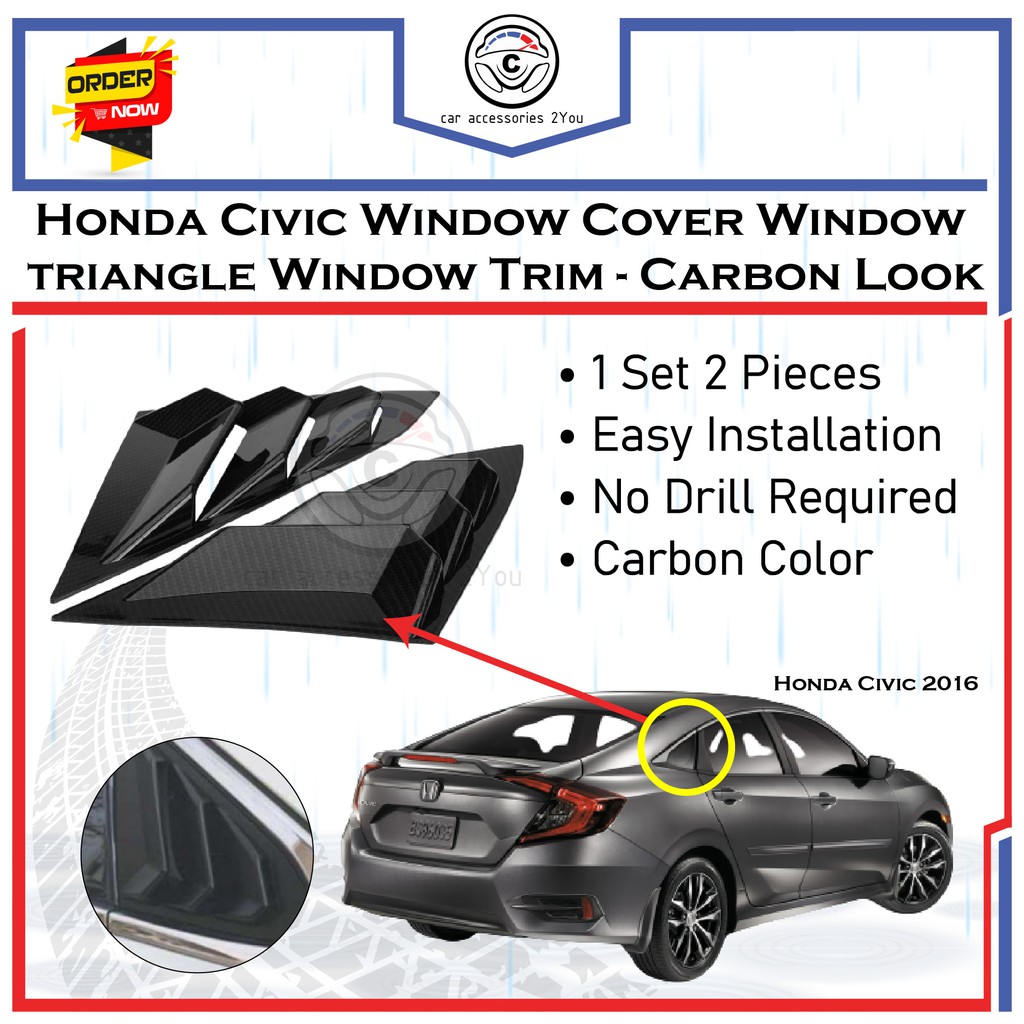 Honda Civic FC 2016-2021 Triangle Window Cover Carbon (2Pcs/Set ...