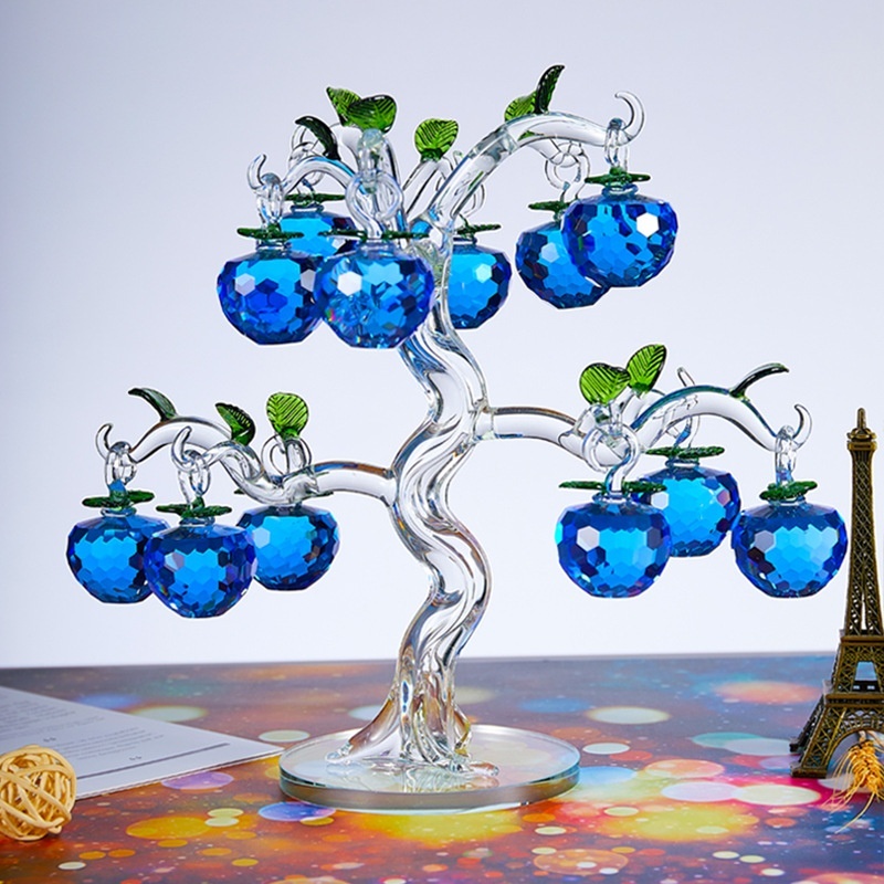 Beautiful Glass Crystal Apple Tree with Apples Fengshui Crafts ...