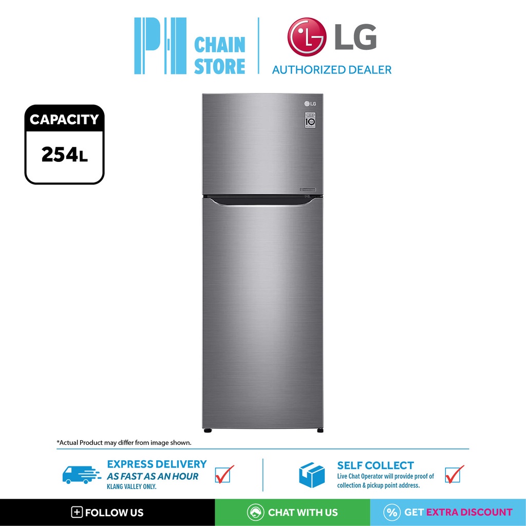 (DELIVERY FOR KL & SGR ONLY) LG GN-G272SLCB 254L 2-DOOR REFRIGETATOR WITH SMART INVERTER ...