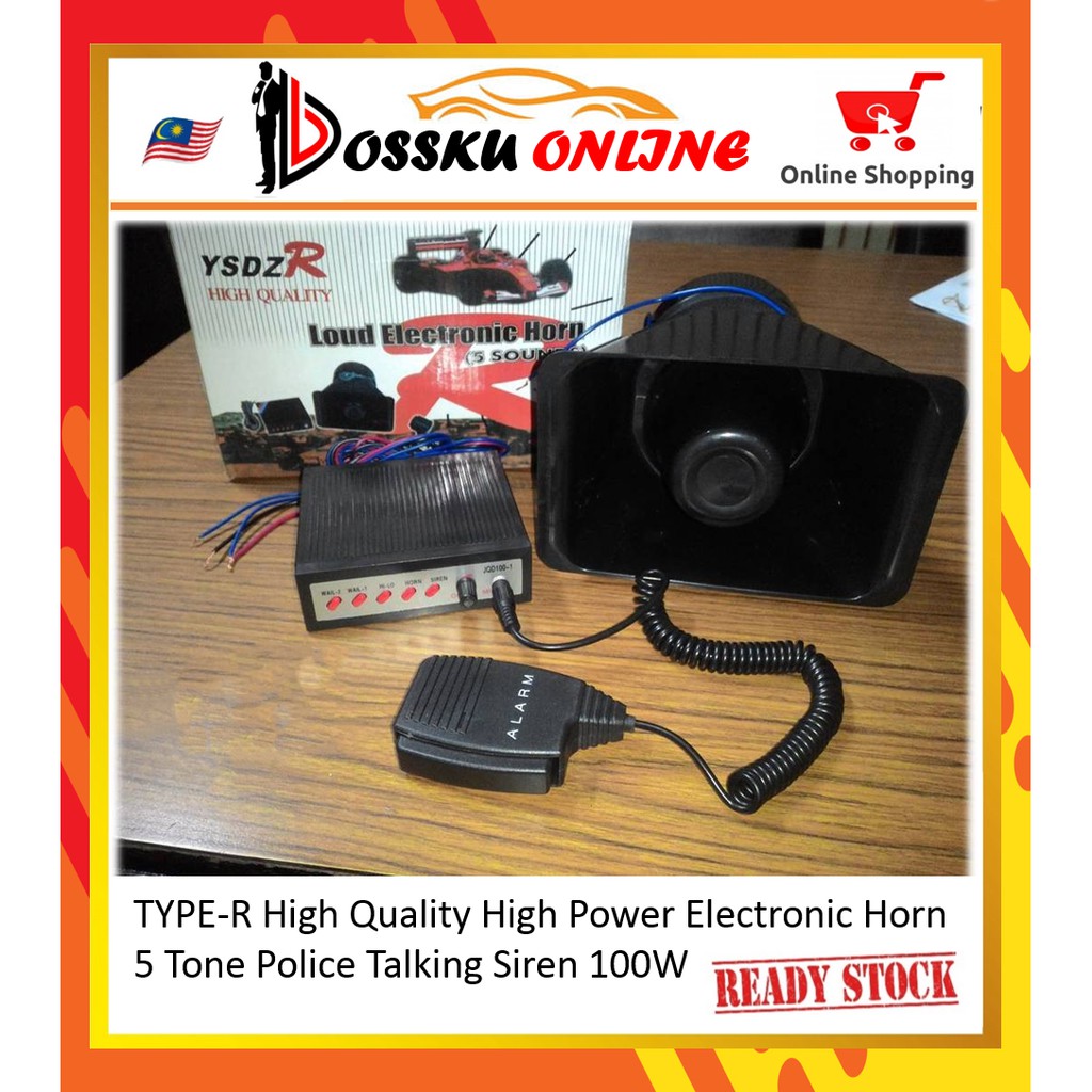 TYPE-R High Quality High Power Electronic Horn 5 Tone Police Talking ...