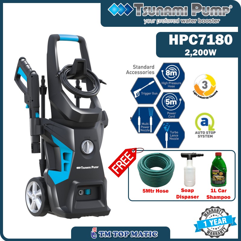 Tsunami HPC7180 2200W Water Jet High Pressure Cleaner Water Pump Water ...