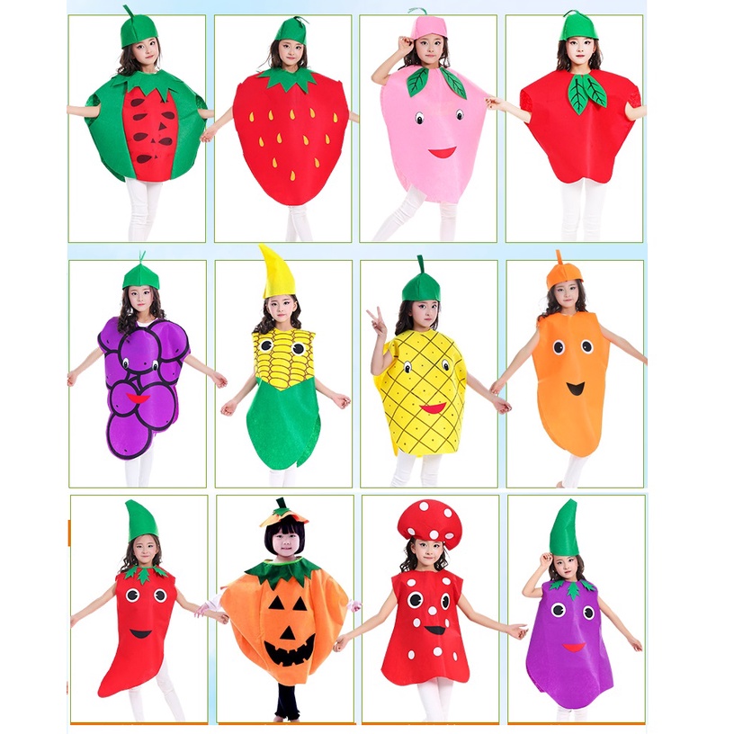 Halloween Kid Fruit Vegetable Costume Red Chili Corn Banana Strawberry Pine Apple Pea Carrot ...