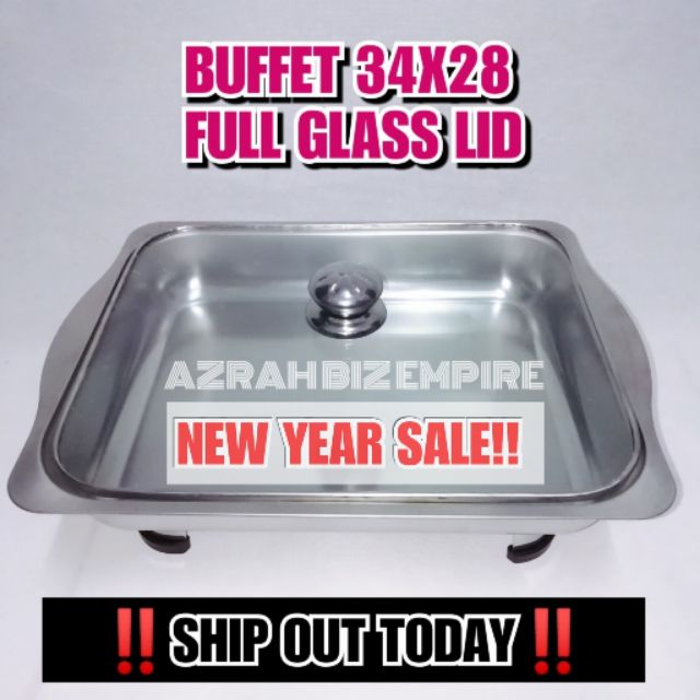 BORONG! 34x28 RECTANGLE BUFFET FULL GLASS LID / BUFFET SET ROSE PETAK ...