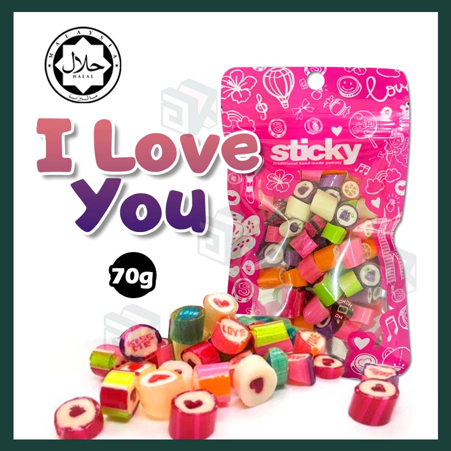 STICKY CANDY Gula-Gula HALAL Thank You / Happy Birthday / I Love You ...