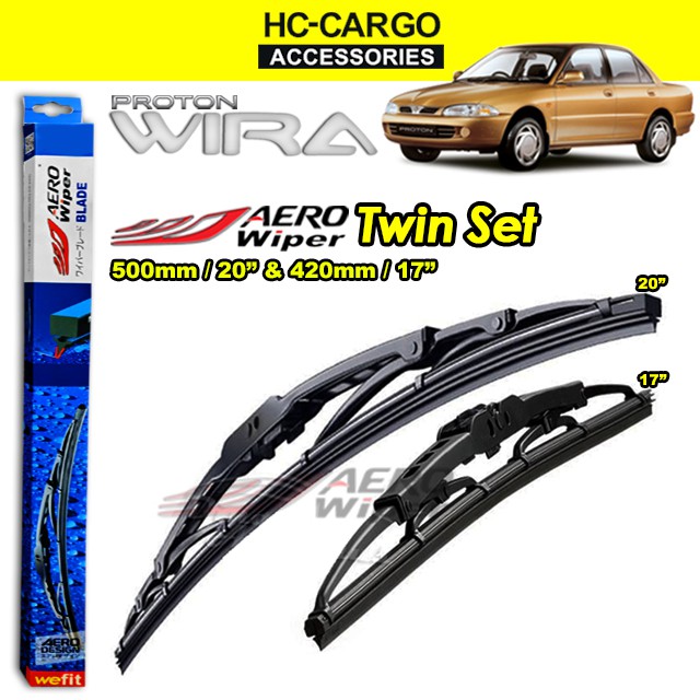 Proton Wira Aero Wiper (AW) Blade 1 PAIR ECONOMY TWIN Set (U-Hook Type) (17'/20') 1PAIR J - HOOK ...
