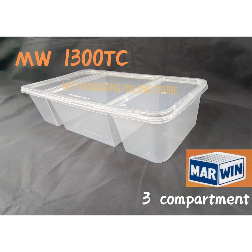MW TC-1300 Microwavable 3 Compartment Container with Lid (50set± ...