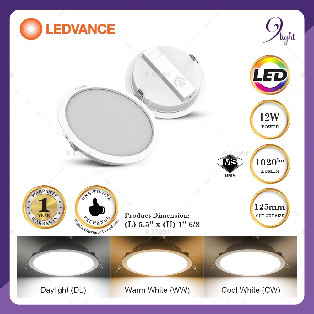 OSRAM LEDVANCE 12W/18W/24W 5"/6"/8" LED ECO G2 DOWNLIGHT NEW MODEL SIRIM | Shopee Malaysia