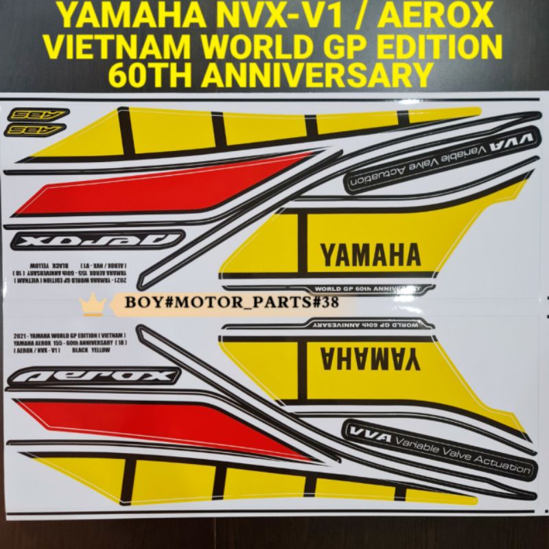 YAMAHA NVX / AEROX 155 V1 60TH ANNIVERSARY ( 18 ) BODY STICKER 2021 ...