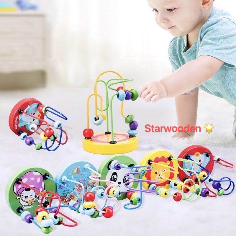 Bead Maze Toy for Toddlers Wooden Colorful Roller Coaster Educational ...