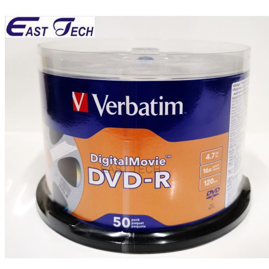 Verbatim 62244 DVD-R DVDR (Digital Movie) - 50pcs 4.7GB 16X 120MIN | Shopee Malaysia