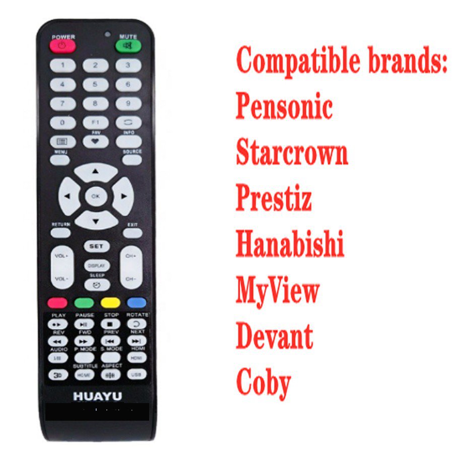 Huayu RM-L1210 series Universal LED TV Remote Tested brand: Pensonic ...