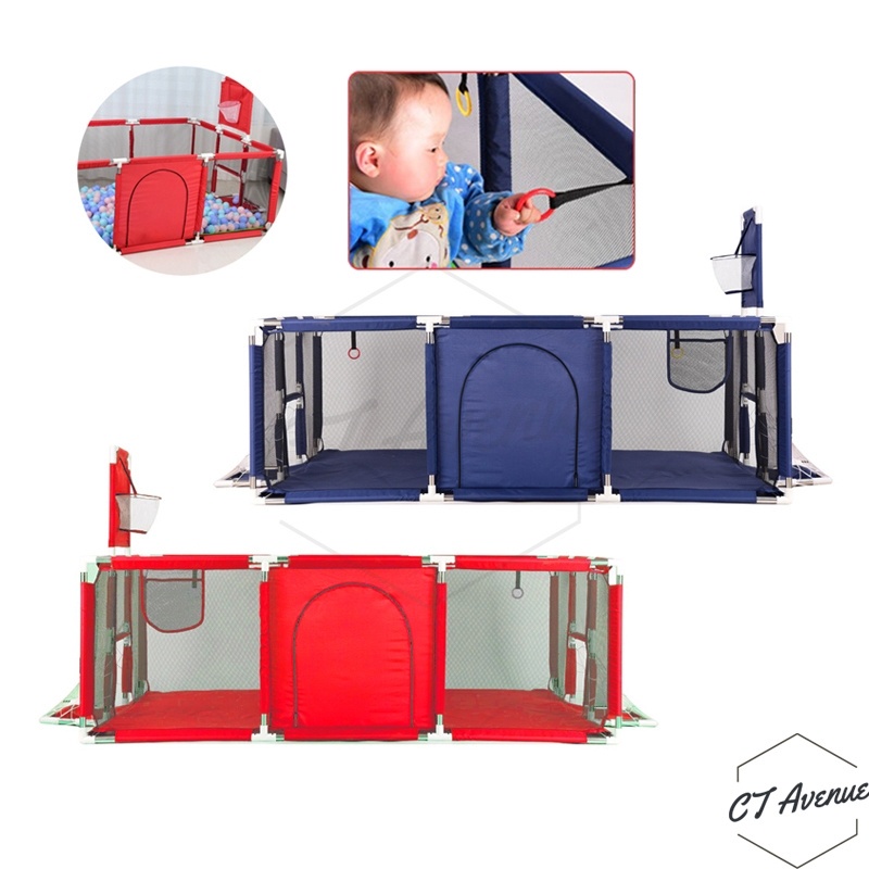 CT Rectangle Safety Playpen Safety Guard Rail Kid Playground with ...