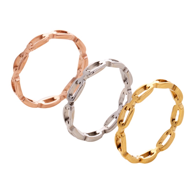 Brand new stainless steel 3mm rectangular chain type ring,simple style ...