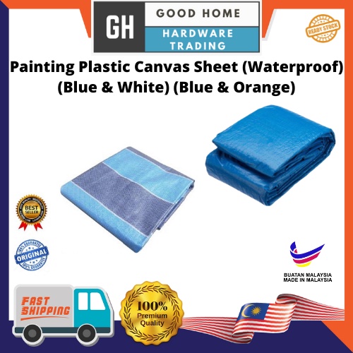 Painting Plastic Canvas Sheet (Waterproof) (Blue & White) (Blue ...