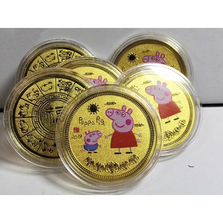 ReadyStock: Peppa Pig Gold Plated Coin Set/Colletible Gift/Golden Coin ...