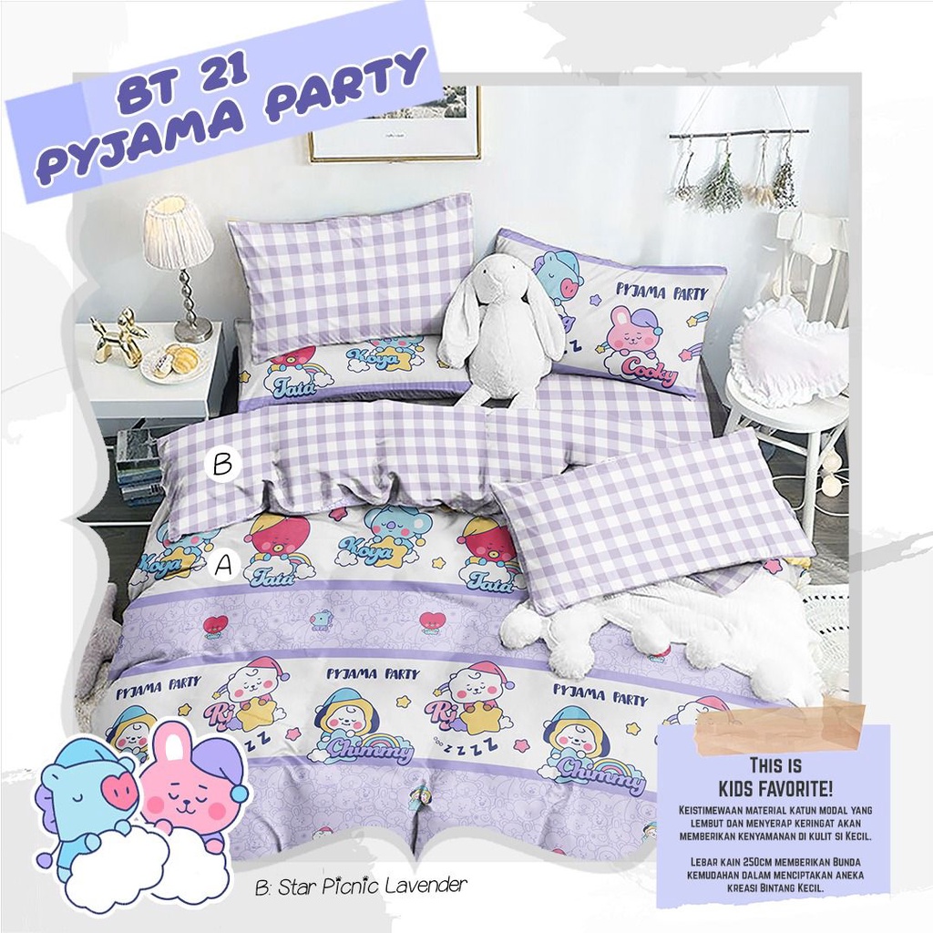 KATUN Star Bed Sheet Cotton Motif BT21/BT21 Pajama Party - (Comfortable ...
