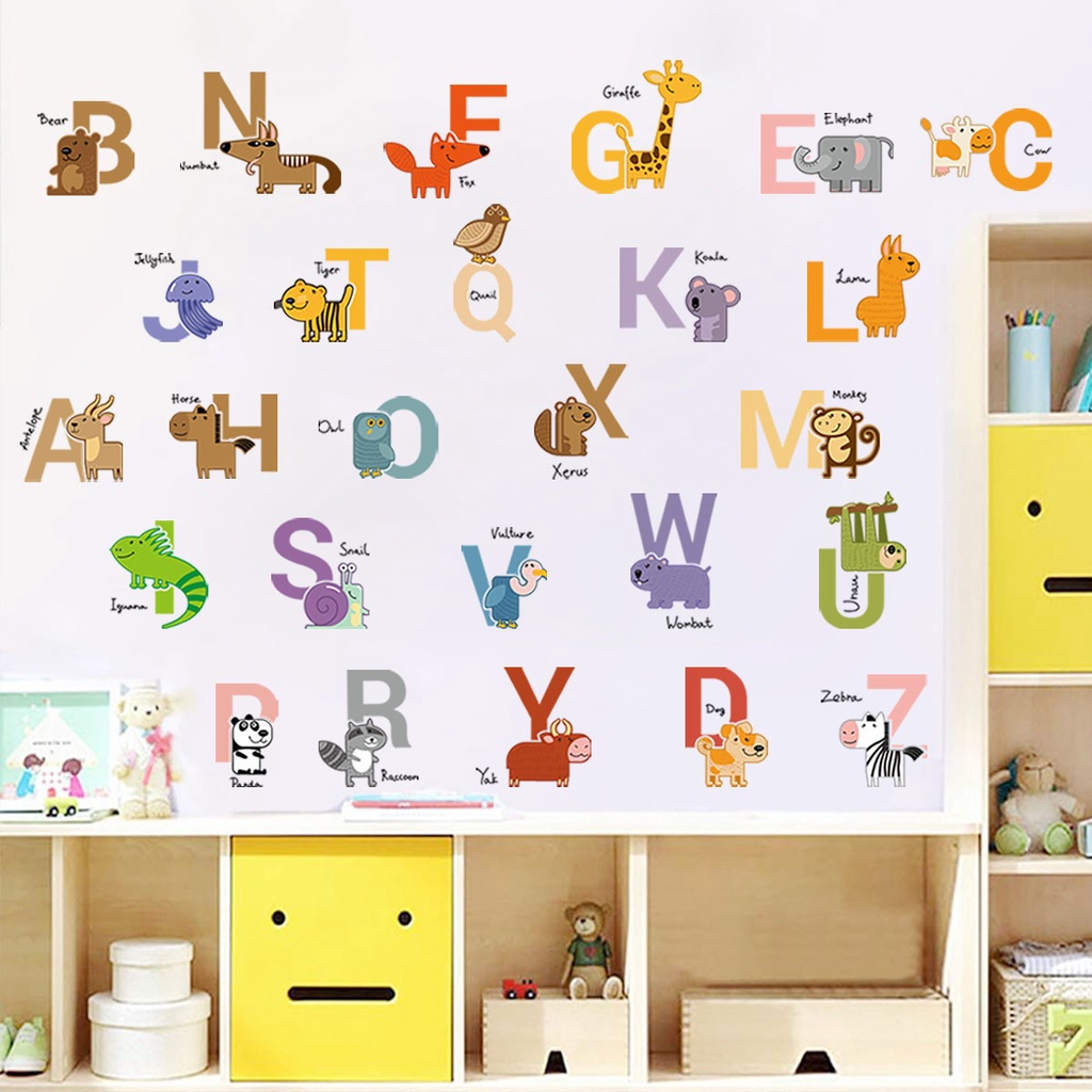 ABC Wall Stickers Kids Alphabet Wall Decals Educational Number Wall ...