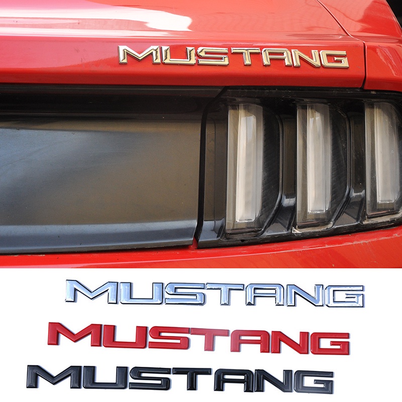 Metal English letters MUSTANG badge Tail box car tail label body ...
