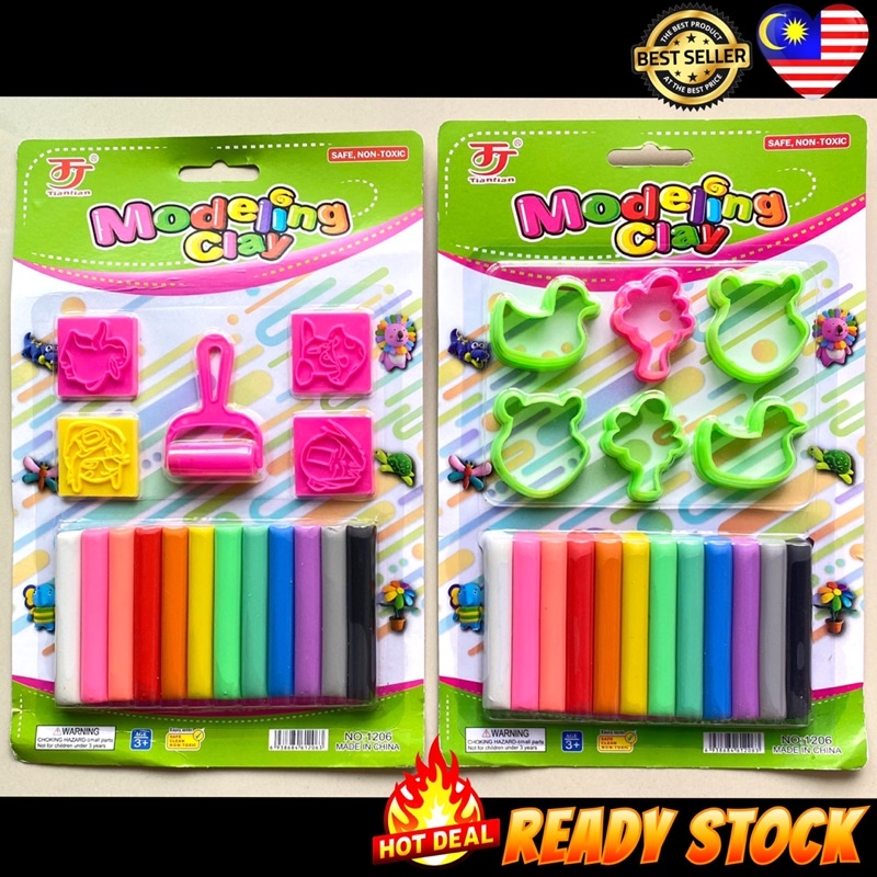 Modelling Clay 12 colors set. Play dough Plastersin set | Shopee Malaysia