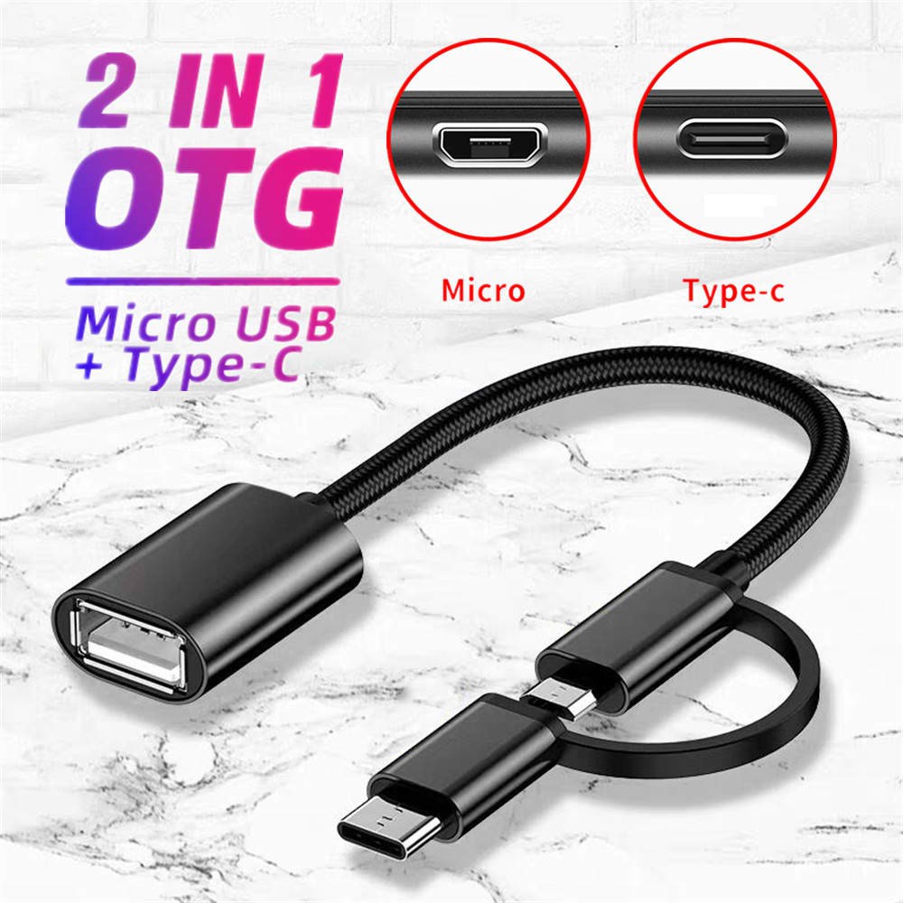 OTG Type C Adapter 2 In 1 Micro Male To USB 3.0 Female Connector Wayar ...
