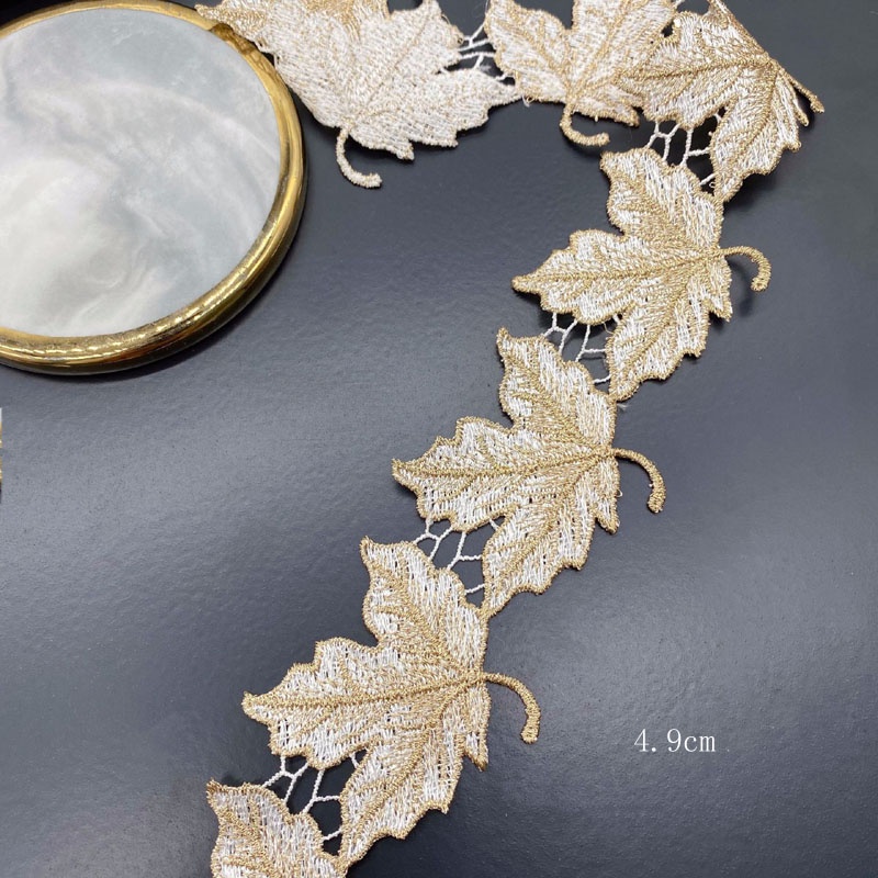 1Yard Gold Flower Lace Trim Embroidered Webbing Sewing Craft French ...