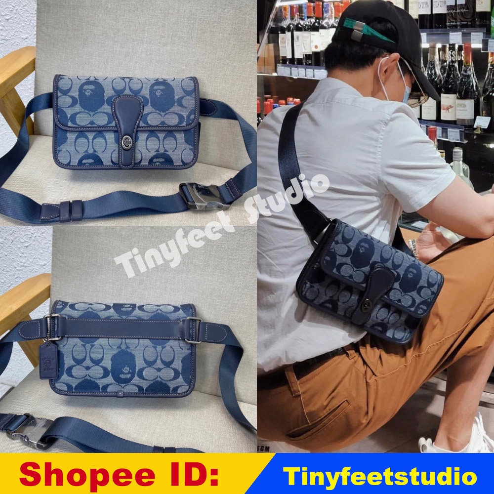 C4512 Bape Turnlock Tab Belt Bag In Signature Chambray Men Waist Chest ...