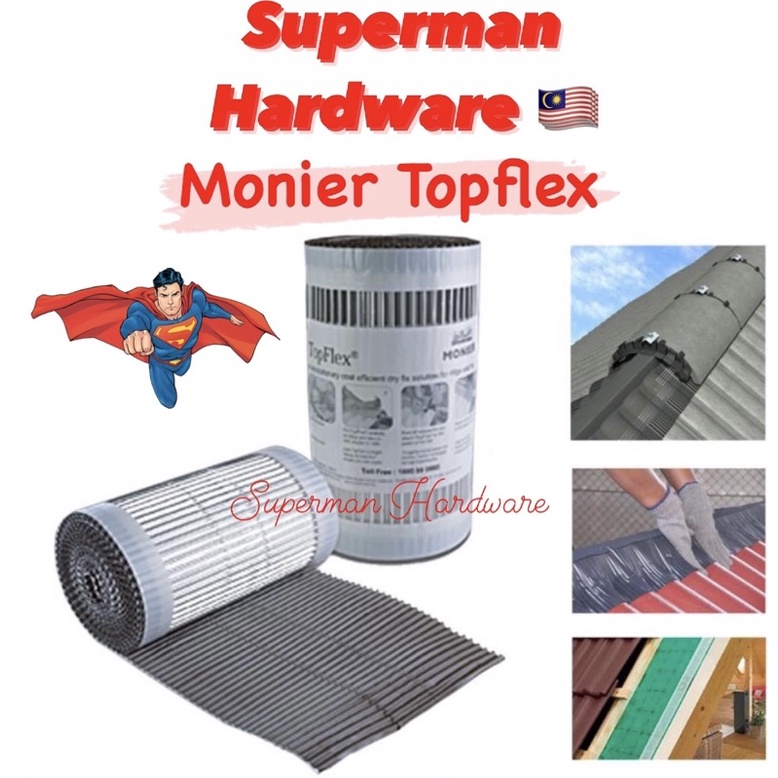 MONIER TOPFLEX II RIDGE & HIP FIXING INSTALLATION 250MMX5M *WATERPROOF * MONIER GETAH BUMBUNG ...